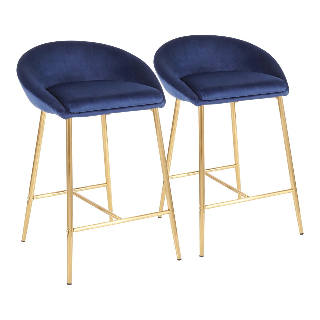 Lumisource Matisse Glam 26" Counter Stool With Gold Metal And Blue ...