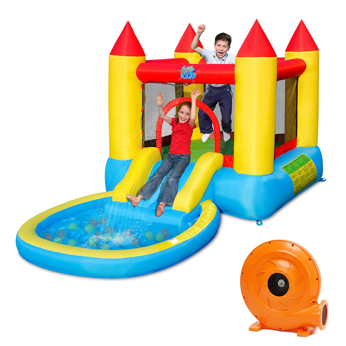 Inflatable Bounce House Kids Slide Jumping Castle Bouncer W/Pool And ...