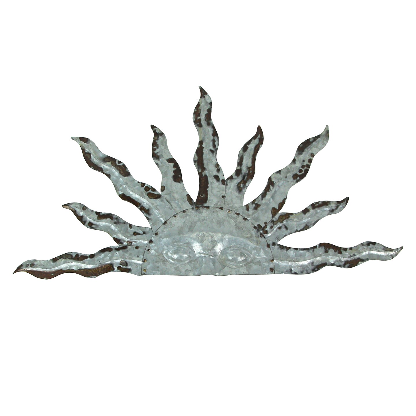 24 Inch Galvanized Metal Half Sun Face Wall Hanging Art Home Garden ...