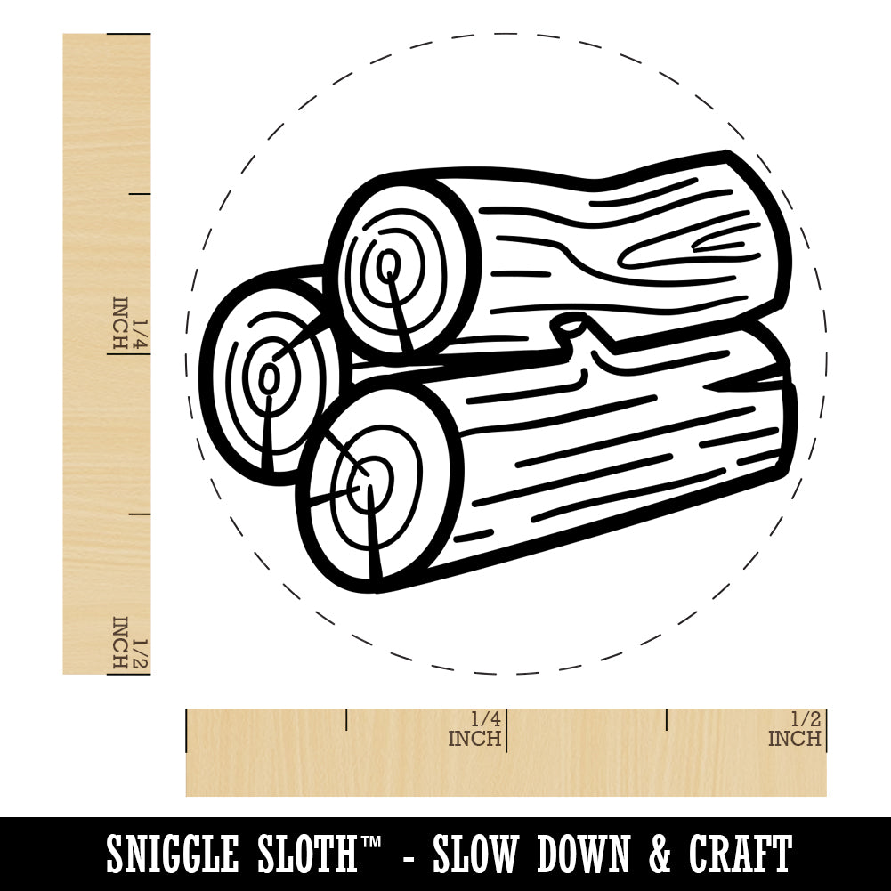 Stack of Logs Firewood Self-Inking Rubber Stamp for Stamping Crafting ...