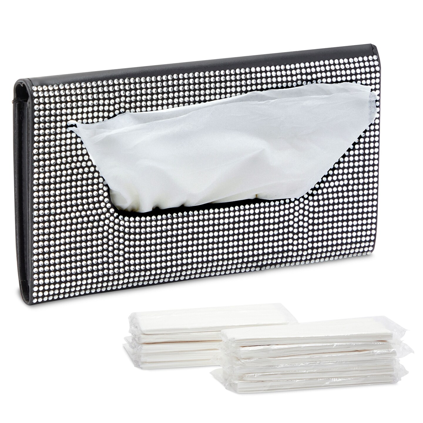 Silver Bling Sun Visor Tissue Holder for Car, 12 Bags of Refill Tissues ...