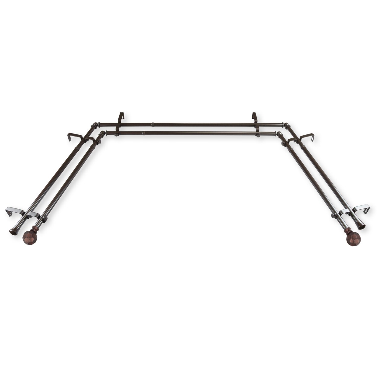 Hermosa Home Ronan 13 by 16" Decorative Bay Window Double curtain rod ...