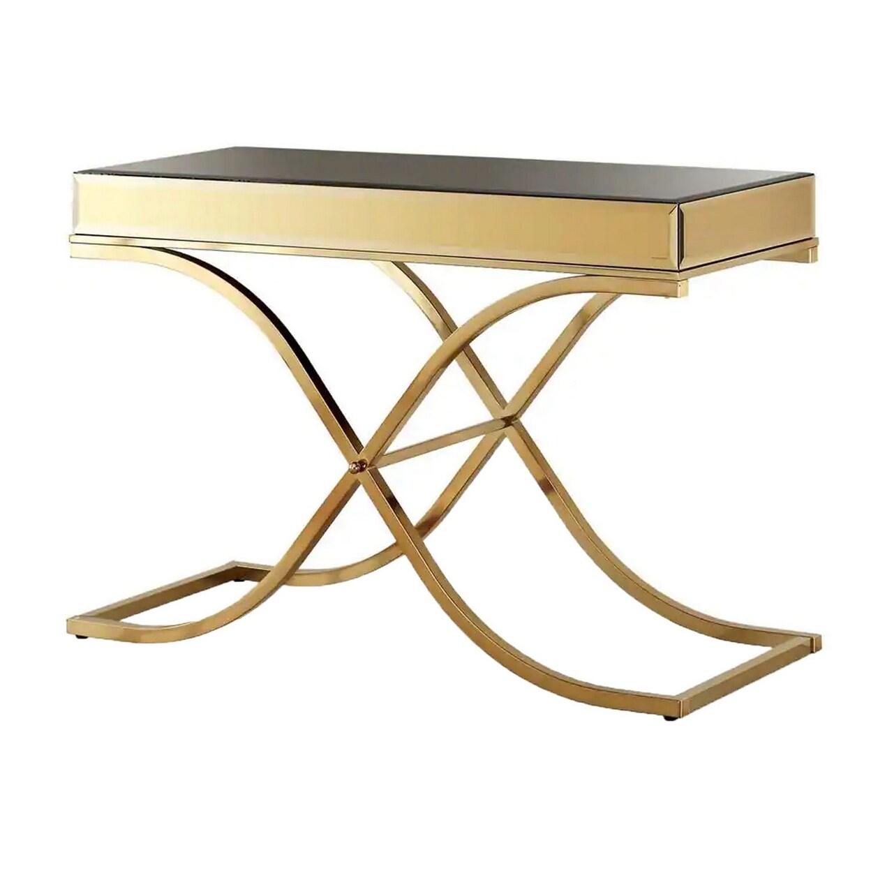 Saltoro Sherpi Gavin 48 Inch Sofa Console Table, Mirrored Panels ...