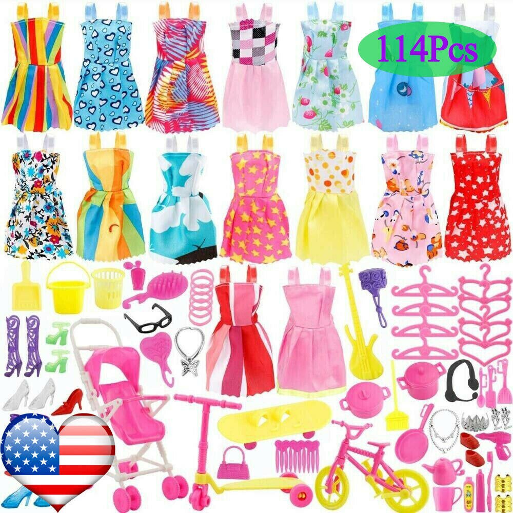 SKUSHOPS 114Pcs Doll Clothes Set 11.5in Party Handmade Gown Outfit Doll ...