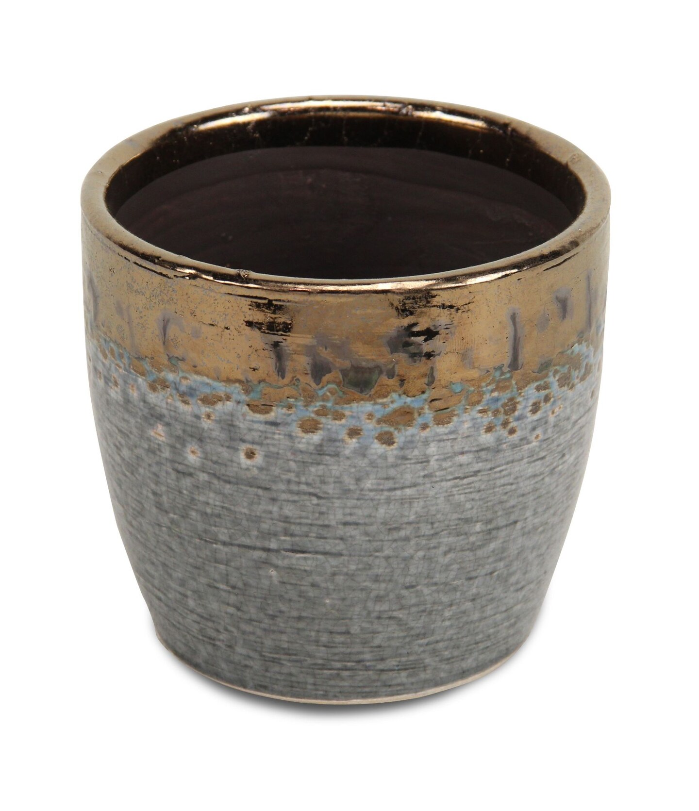 Contemporary Home Living 4.5" Gray Mosaic Embossed Ceramic Pot with ...