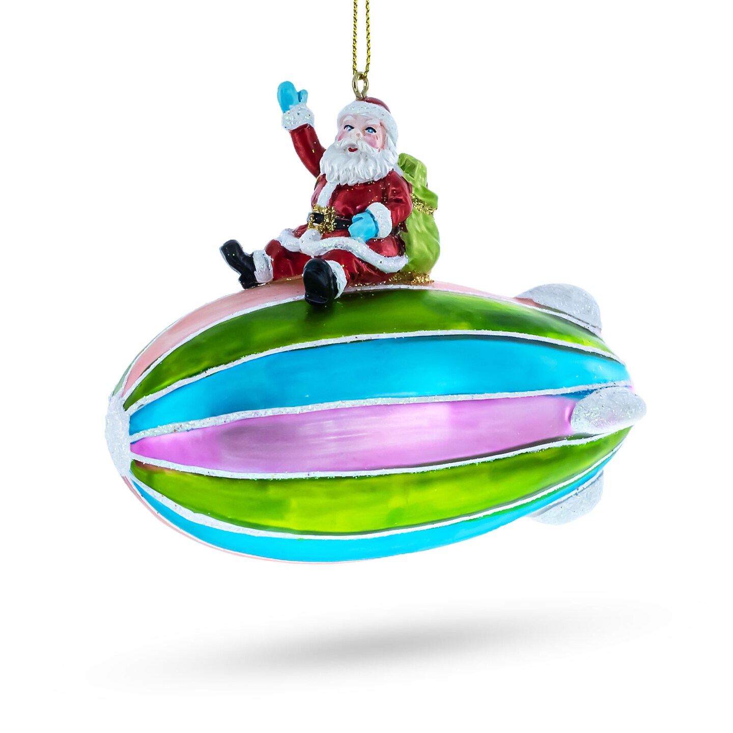 Santa Riding Aerostat Blimp Blown Glass Christmas Ornament | Michaels