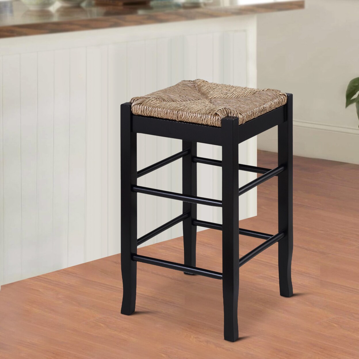 Saltoro Sherpi Chris 24 Inch Counter Stool with Wood Frame, Handwoven ...