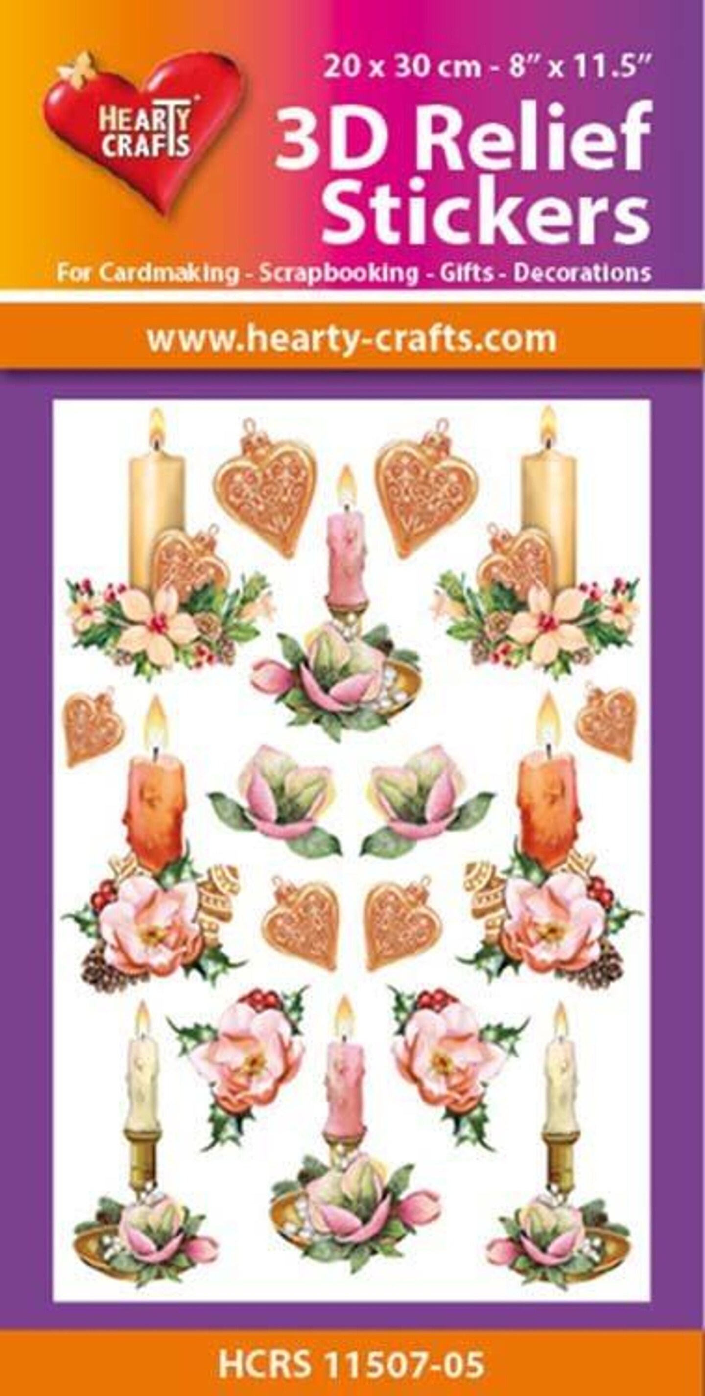 Hearty Crafts 3D Relief Stickers A4 - Christmas Candles | Michaels