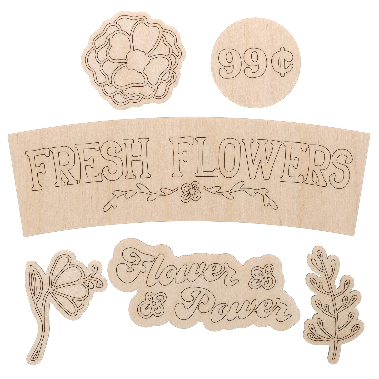 Hampton Art Crate Décor Themed Pack, Flower Power, 6Pc - Wooden Tags ...
