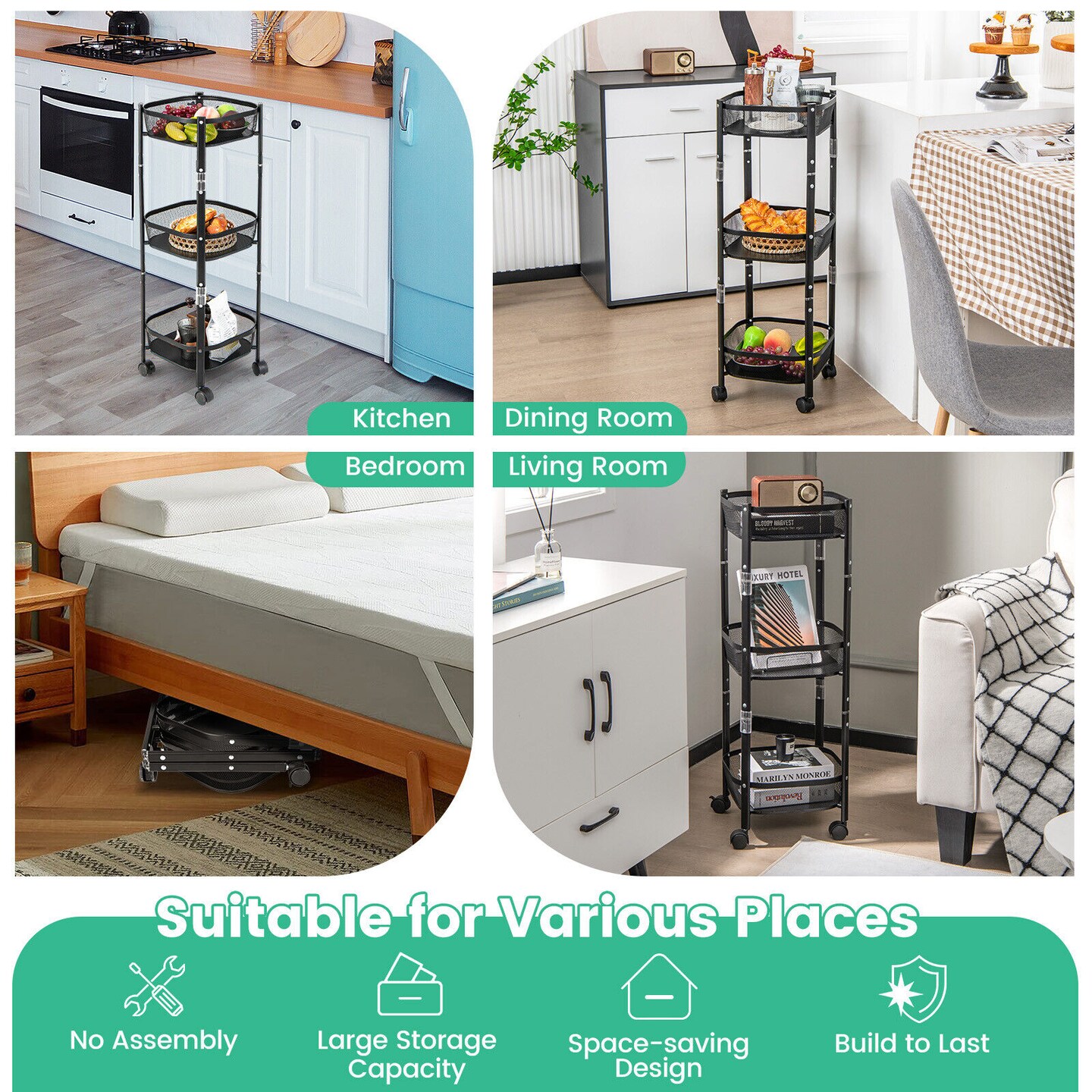 3-Tier Rotating 1-Second folding Storage Rack Metal | Michaels