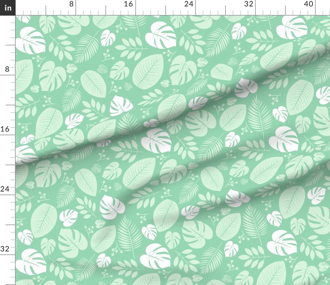 Petal Signature Cotton by the Yard or Fat Quarter Green Leaves Summer ...