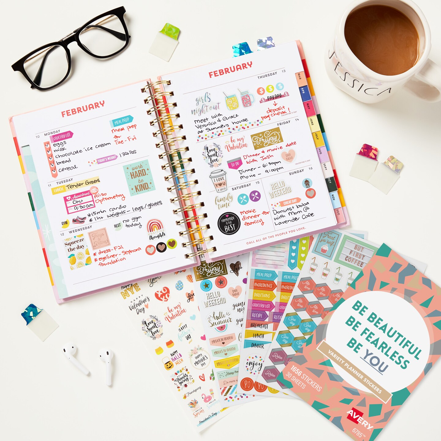 Avery Planner Stickers Variety Pack, 1,656 Stickers, Weekly, Calendar ...