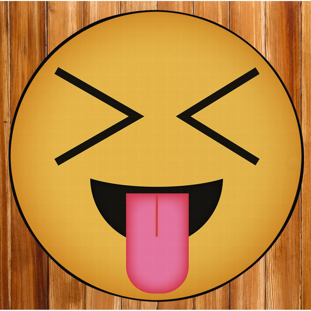 DEERLUX Emoji Style Round Funny Smiley Face Kids Area Rug, Tongue Out ...