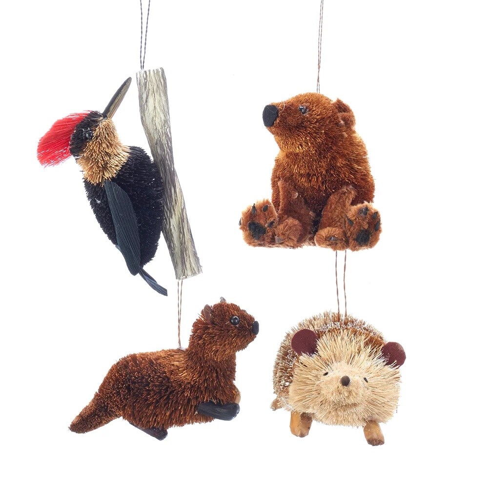 KSA Pack of 12 Brown and Beige Woodland Animals Christmas Ornaments 5 ...
