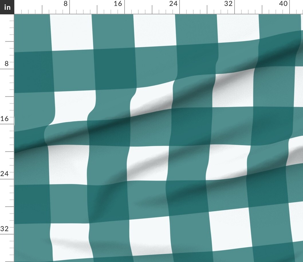 Petal Signature Cotton by the Yard or Fat Quarter Teal Buffalo Check ...