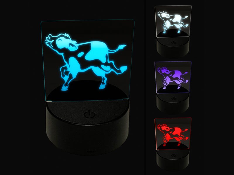 Happy Prancing Spotted Cow Calf 3D Illusion LED Night Light Sign ...