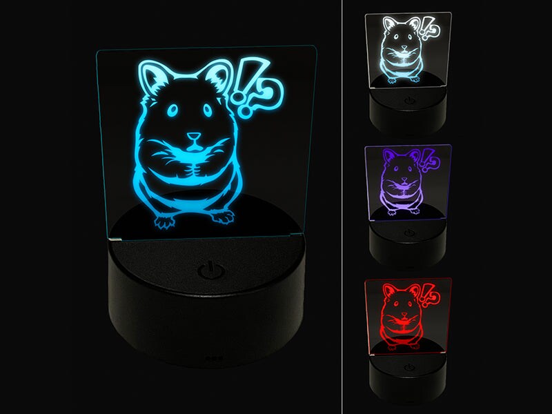 Shocked Syrian Teddy Bear Hamster 3D Illusion LED Night Light Sign ...