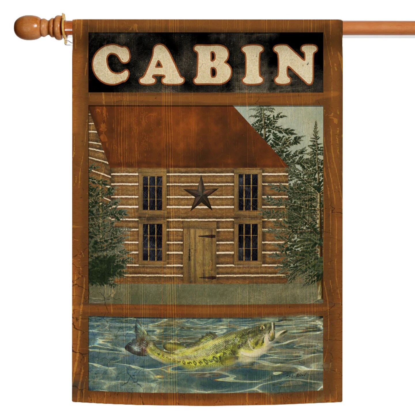 Toland Home Garden Lakeside Cabin Brown and Green Rectangular House ...