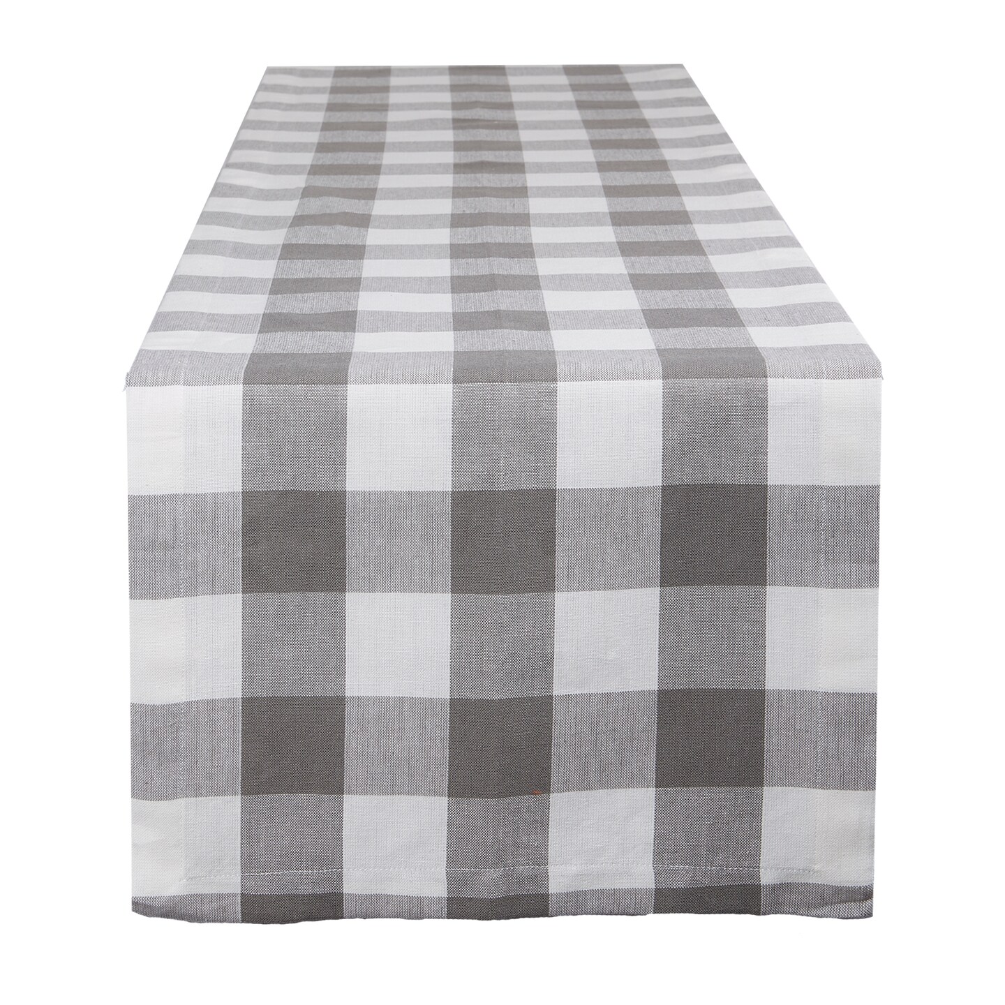 Contemporary Home Living 14" x 108" Gray and White Checkered Table ...