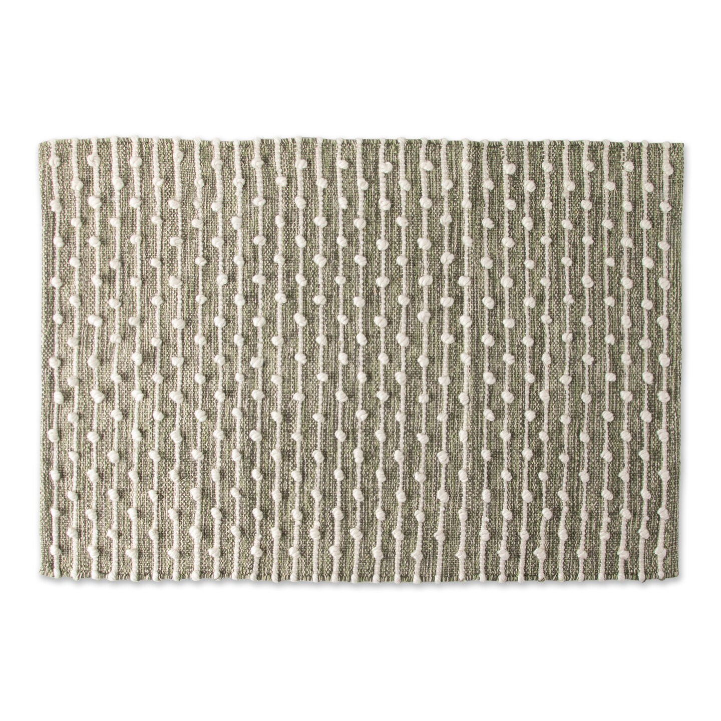 Contemporary Home Living 2' x 3' Antique Green and Cream White Recycled ...