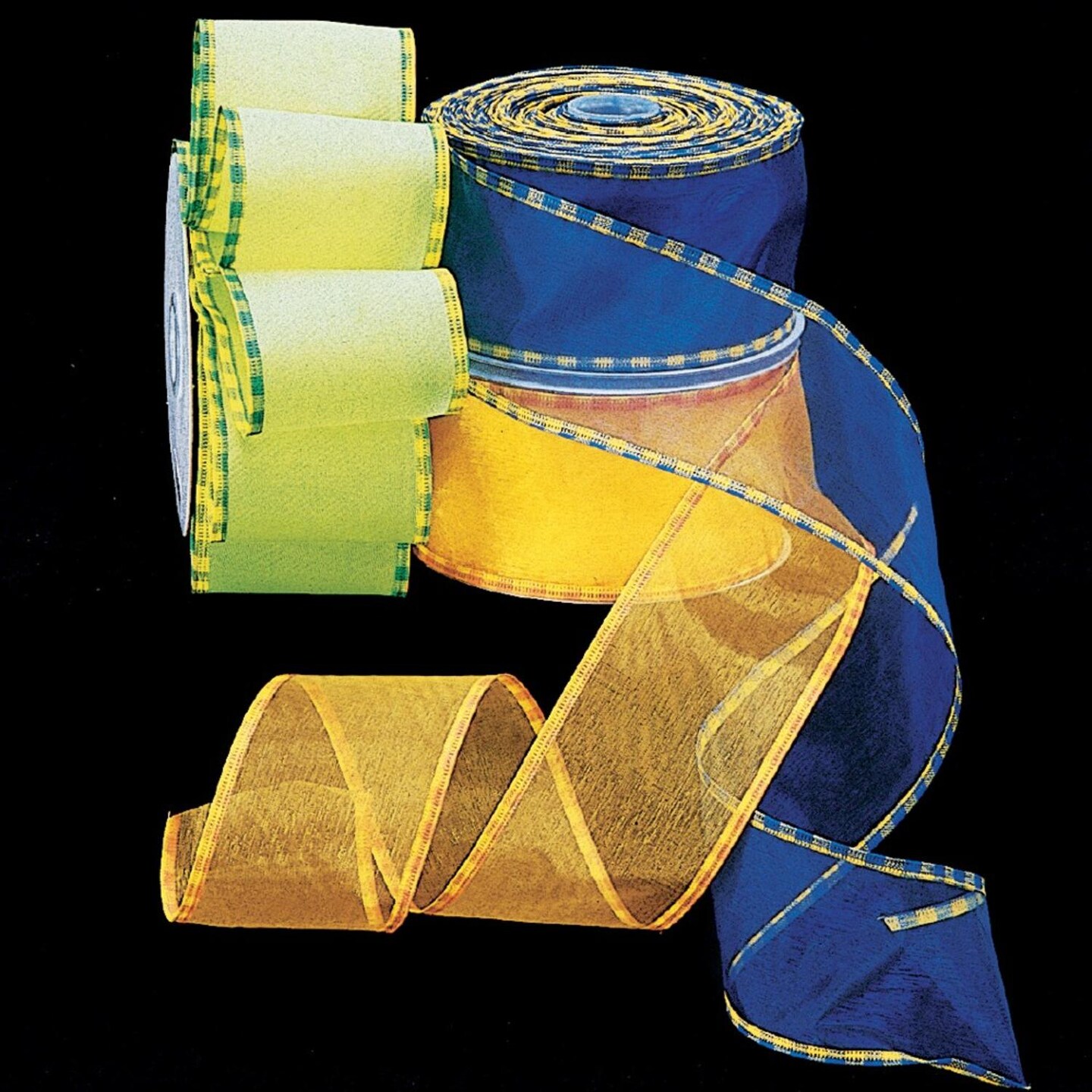 The Ribbon People Sheer Yellow and Orange Summer Checked Edge Wired ...