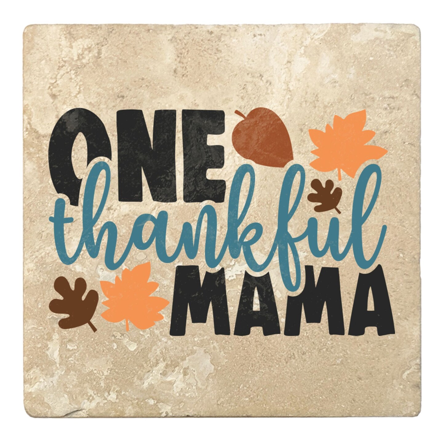 Christmas by Krebs Set of 4 Beige and Black "ONE thankful MAMA" Square ...