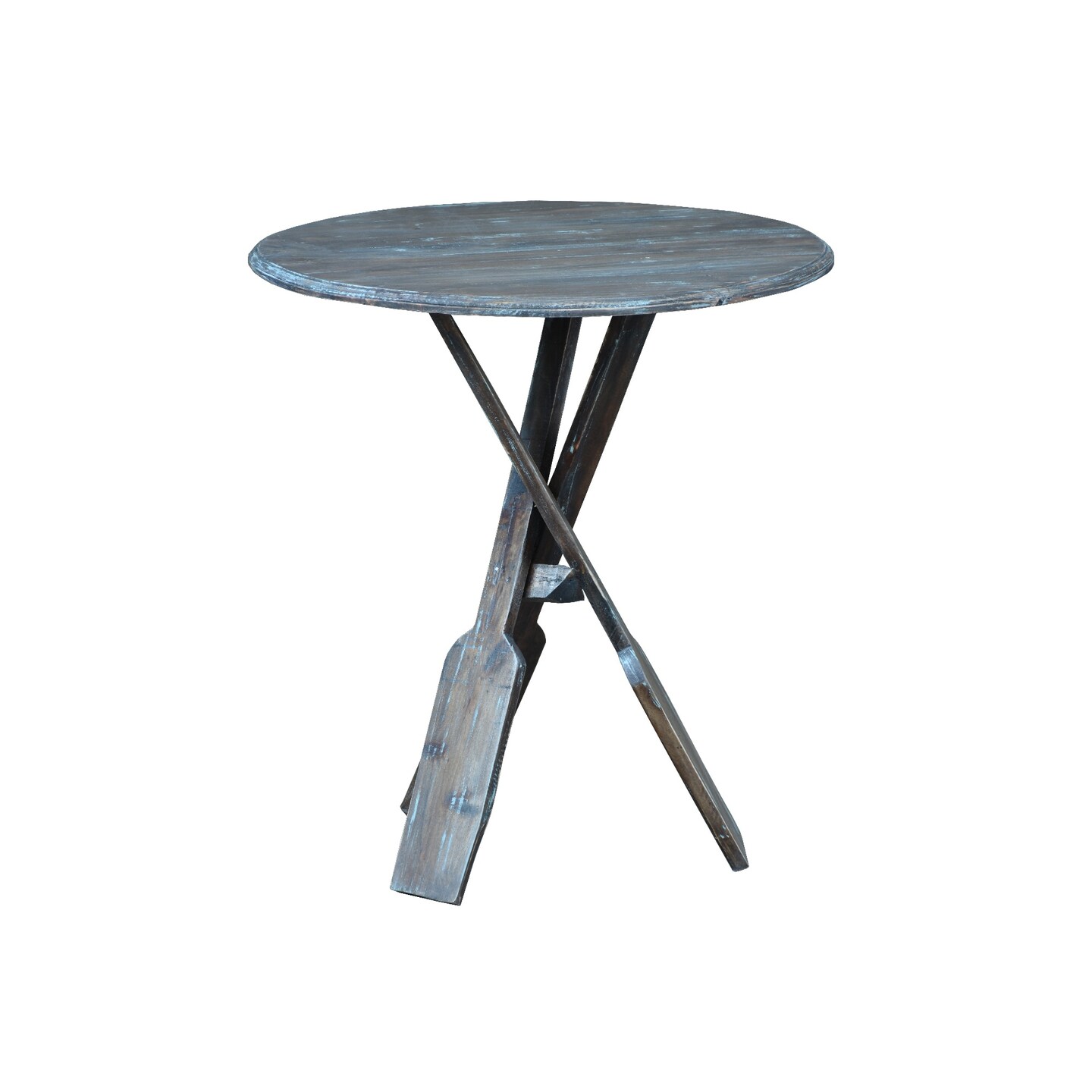The Hamptons Collection 26" Distressed Brown and Blue Cottage Round ...