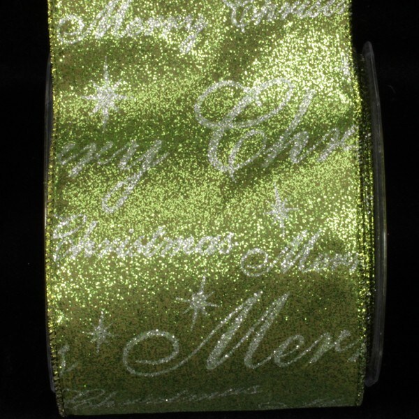 The Ribbon People Green and Silver Merry Christmas Wired Craft Ribbon 4 ...