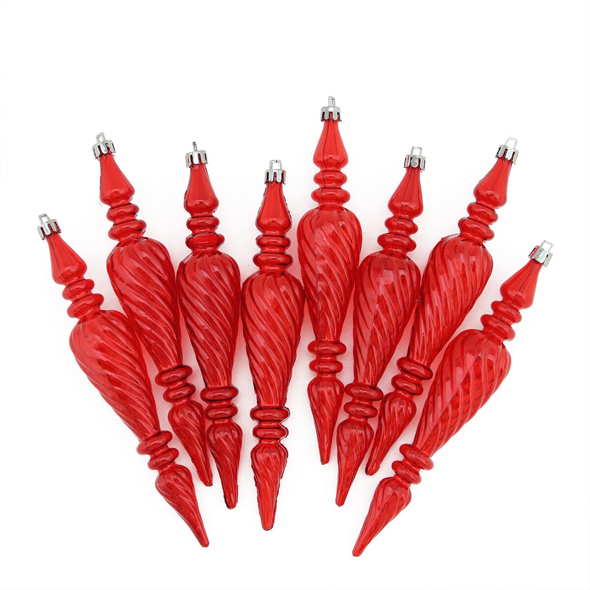 Northlight 8ct Red Hot Transparent Spiral Shatterproof Christmas Finial ...