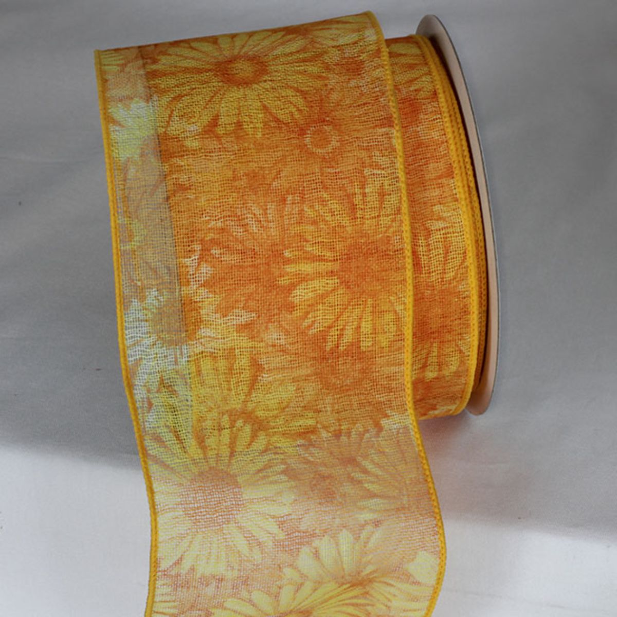 The Ribbon People Yellow and Red Straw Flowers Wired Craft Ribbon 4" x ...