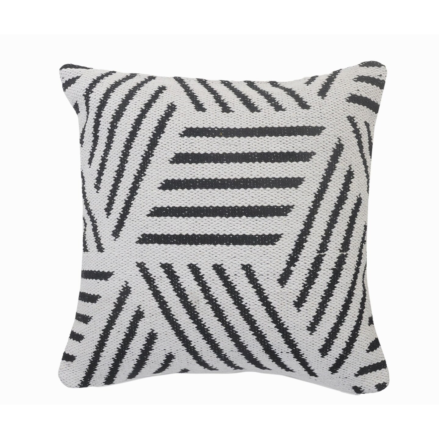 Laddha Home Designs 20" White with Black Geometric Stripe Square Throw ...