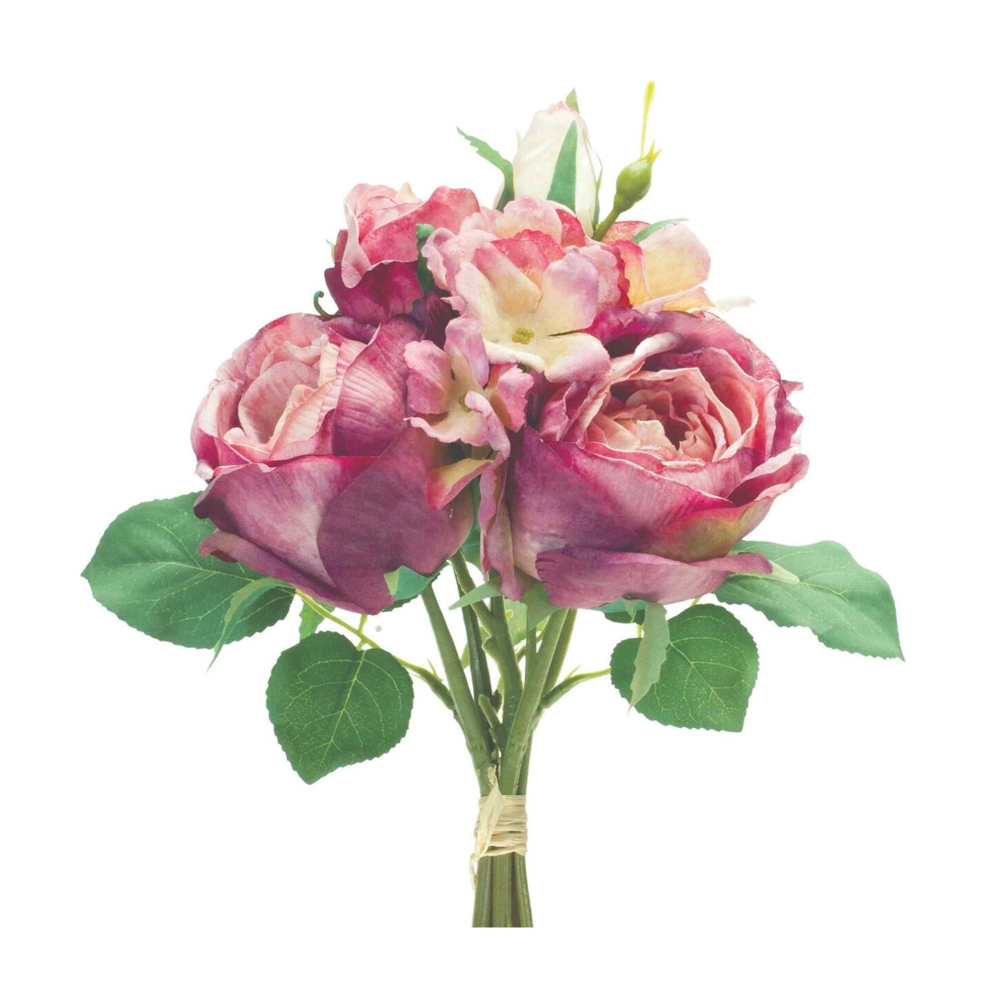 Melrose Rose Artificial Bundles - 12.5" - Pink and Green - Set of 6 ...