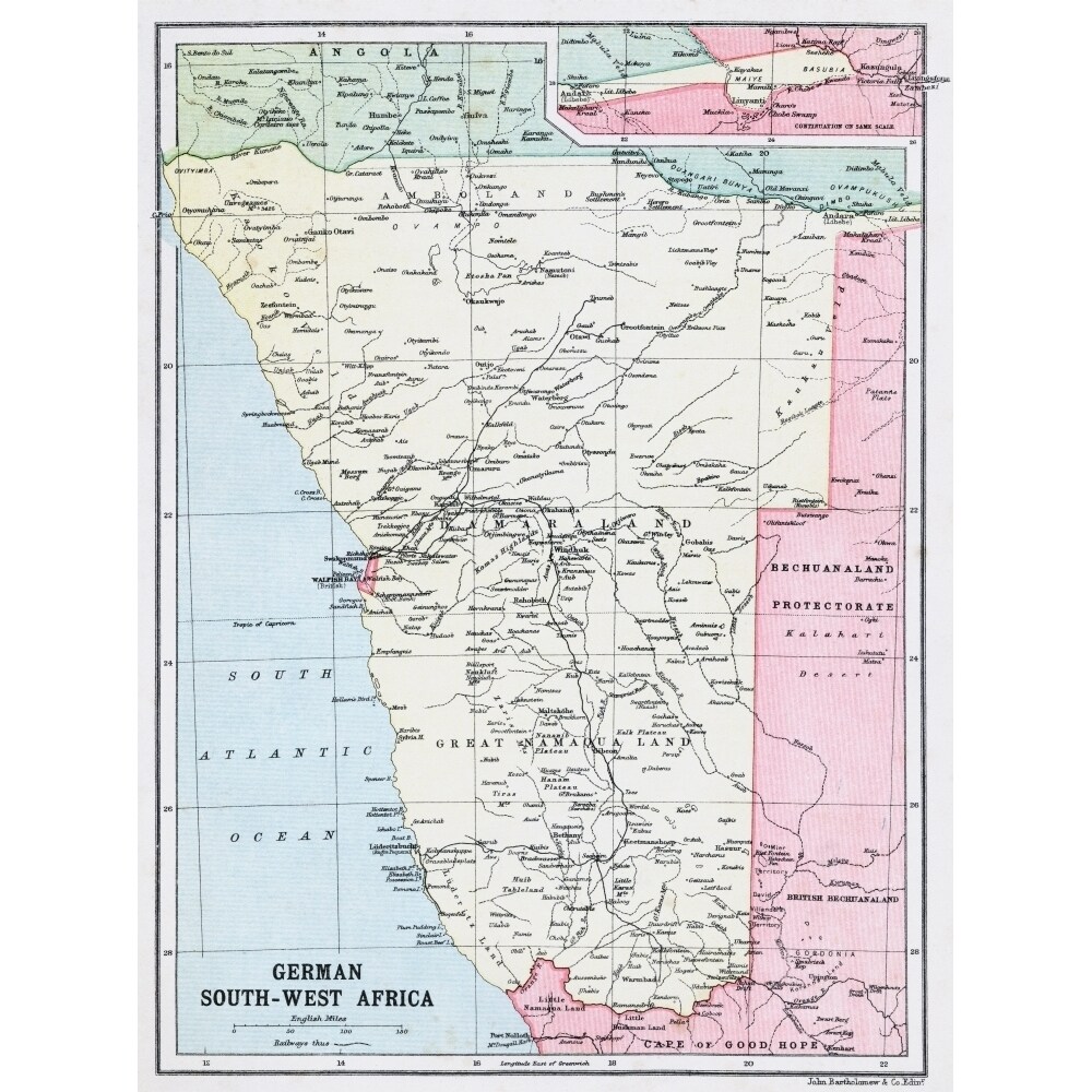 Posterazzi Map Of German South-West Africa At Beginning Of First World ... Posterazzi Map Of German South-West Africa At Beginning Of First World ...