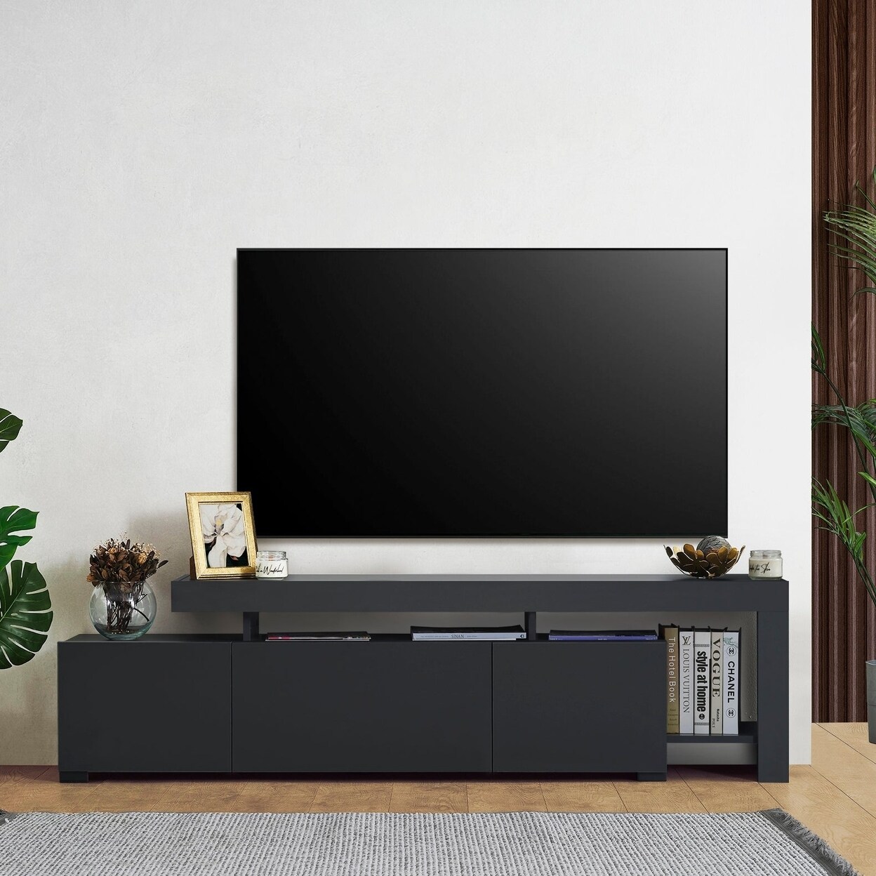 Atelier Mobili Entertainment Center and TV Stand, Stylish Anthracite Gray 75 Inch TV Stand ...