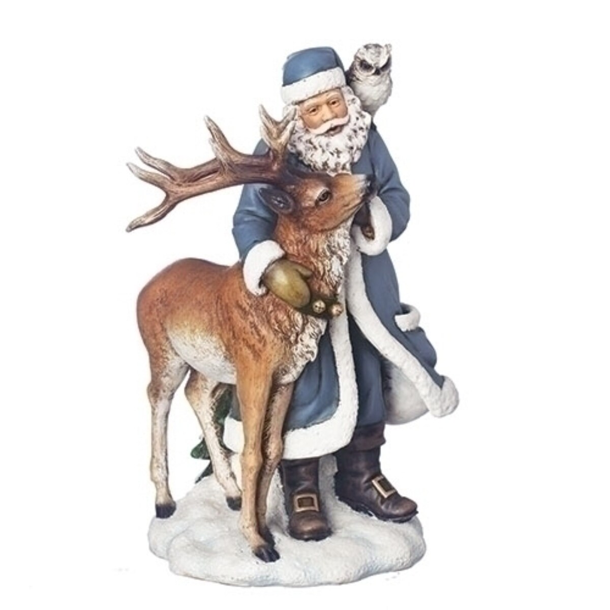 Roman 9.25" Standing Santa with Reindeer Christmas Tabletop Figurine ...