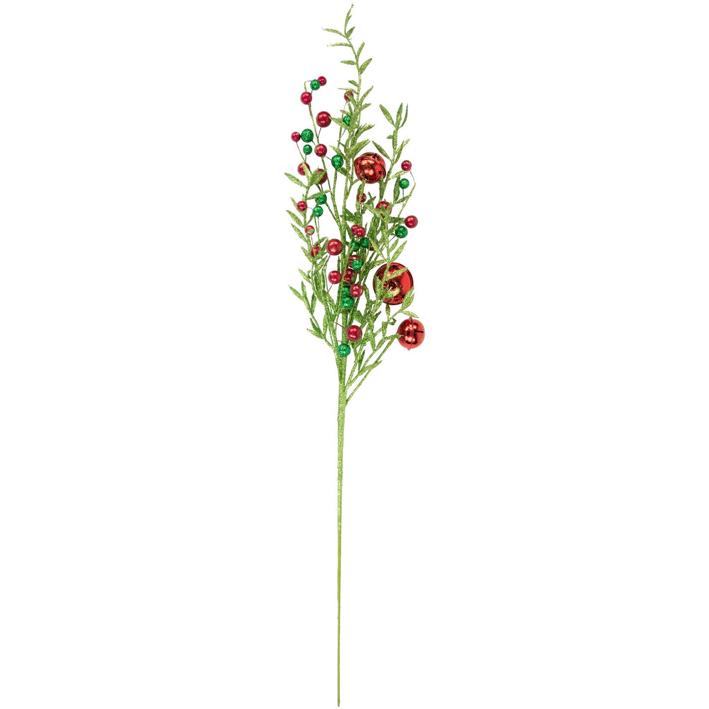 Northlight 32" Green and Red Jingle Bells and Berry Artificial Glitter ...