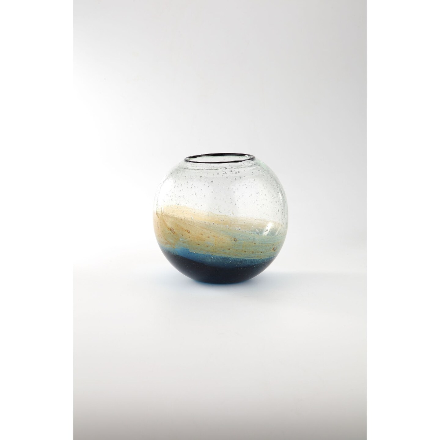 CC Home Furnishings 8" Blue and Yellow Round Clear Glass Vase | Michaels