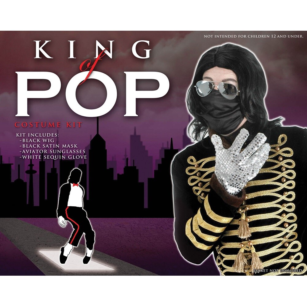 The Costume Center Black and Gold King of Pop Men Adult Halloween Kit ...