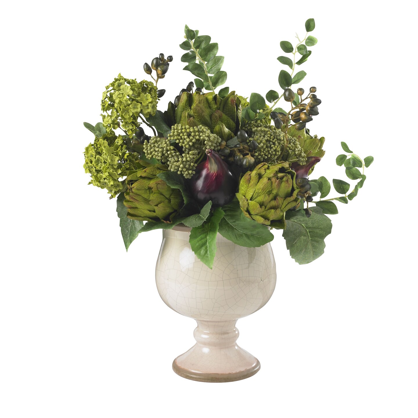 Nearly Natural 17" Artichoke and Hydrangea Silk Artificial Floral ...