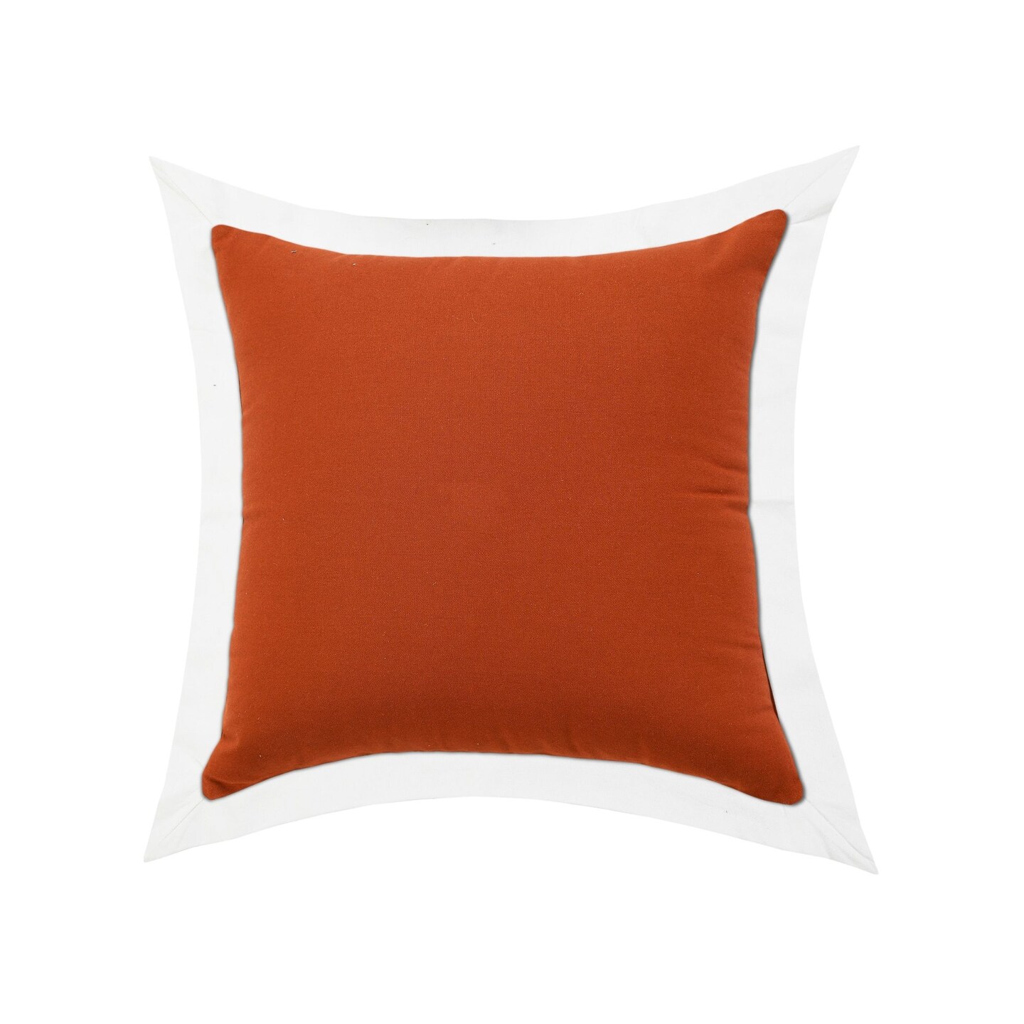 Laddha Home Designs 20" Orange and White Bordered Flange Frame Square ...