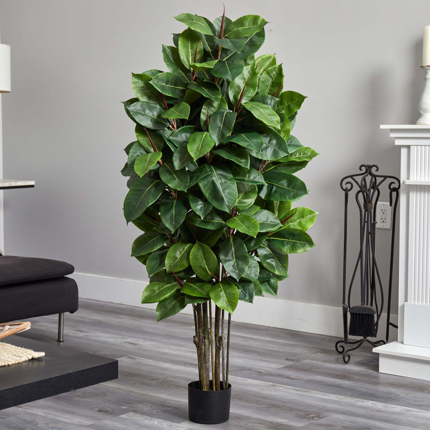 Nearly Natural 58" Rubber Leaf Silk Artificial Tree in Black Pot | Michaels