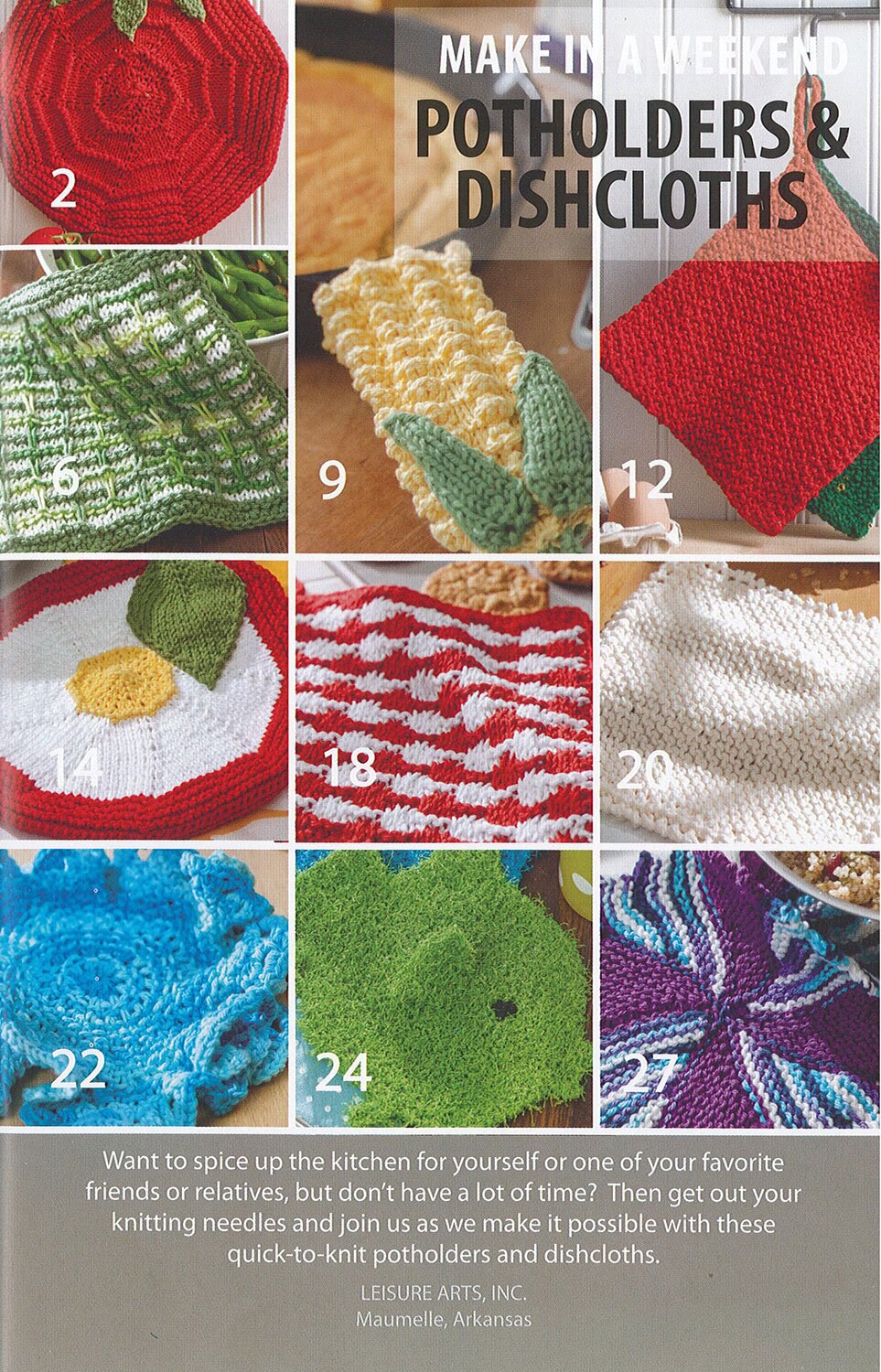 Leisure Arts Weekend Potholders and Dishcloths Knitting Book, Model ...