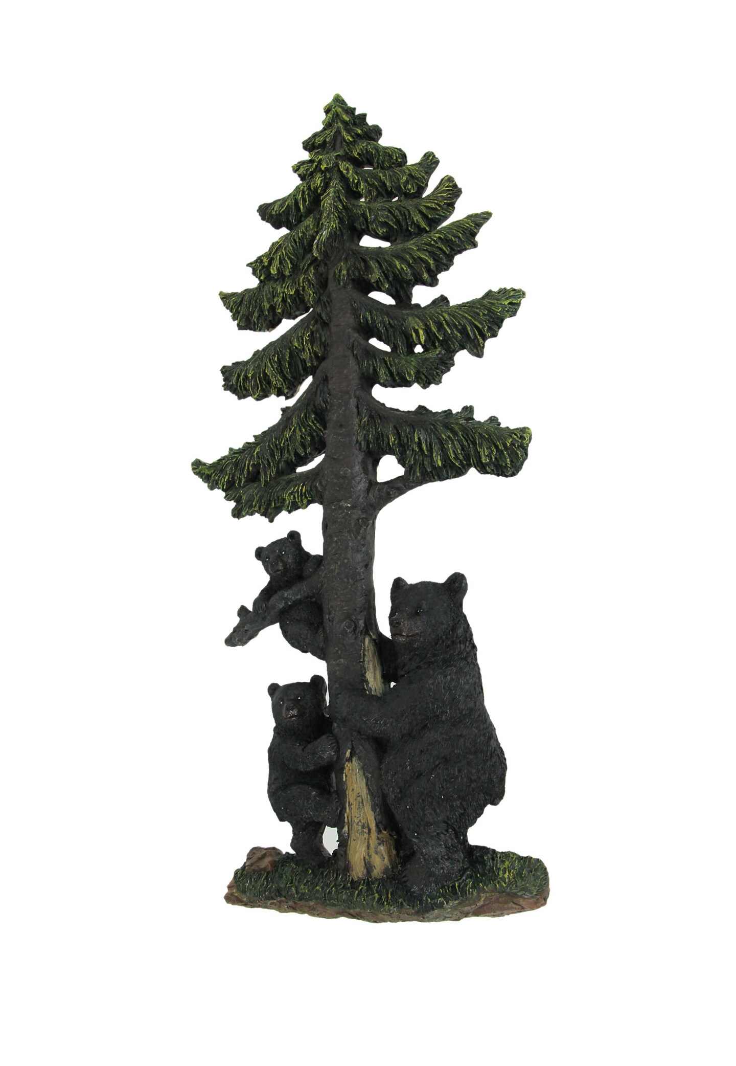 Black Bear Family Climbing Spruce Tree Hand Painted Wall Sculpture 16 ...