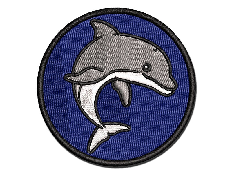 Friendly Bottlenose Dolphin Multi-Color Embroidered Iron-On or Hook ...