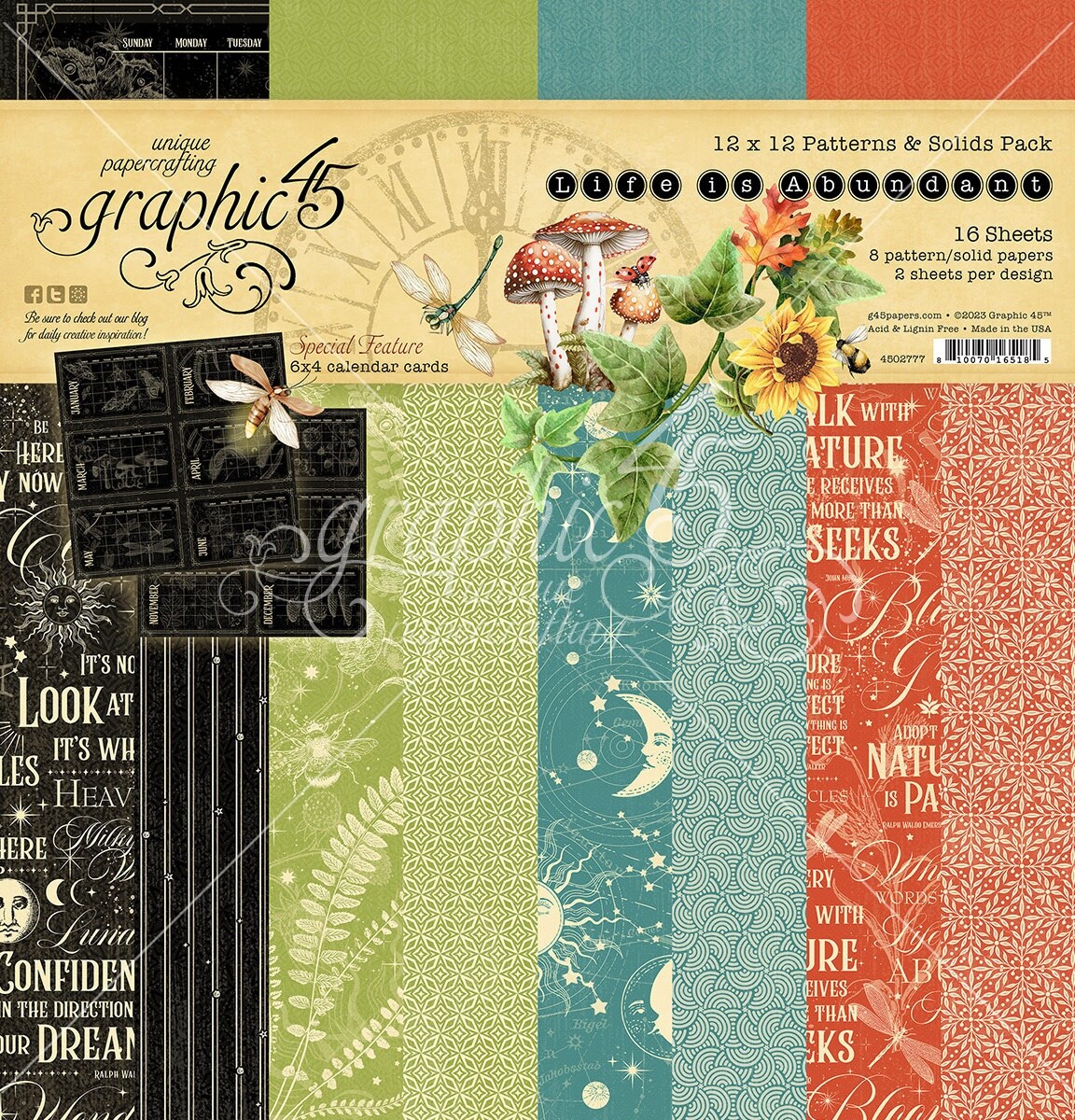 Graphic 45 Collection Pack 12"X12"-Life Is Abundant Patterns & Solids ...