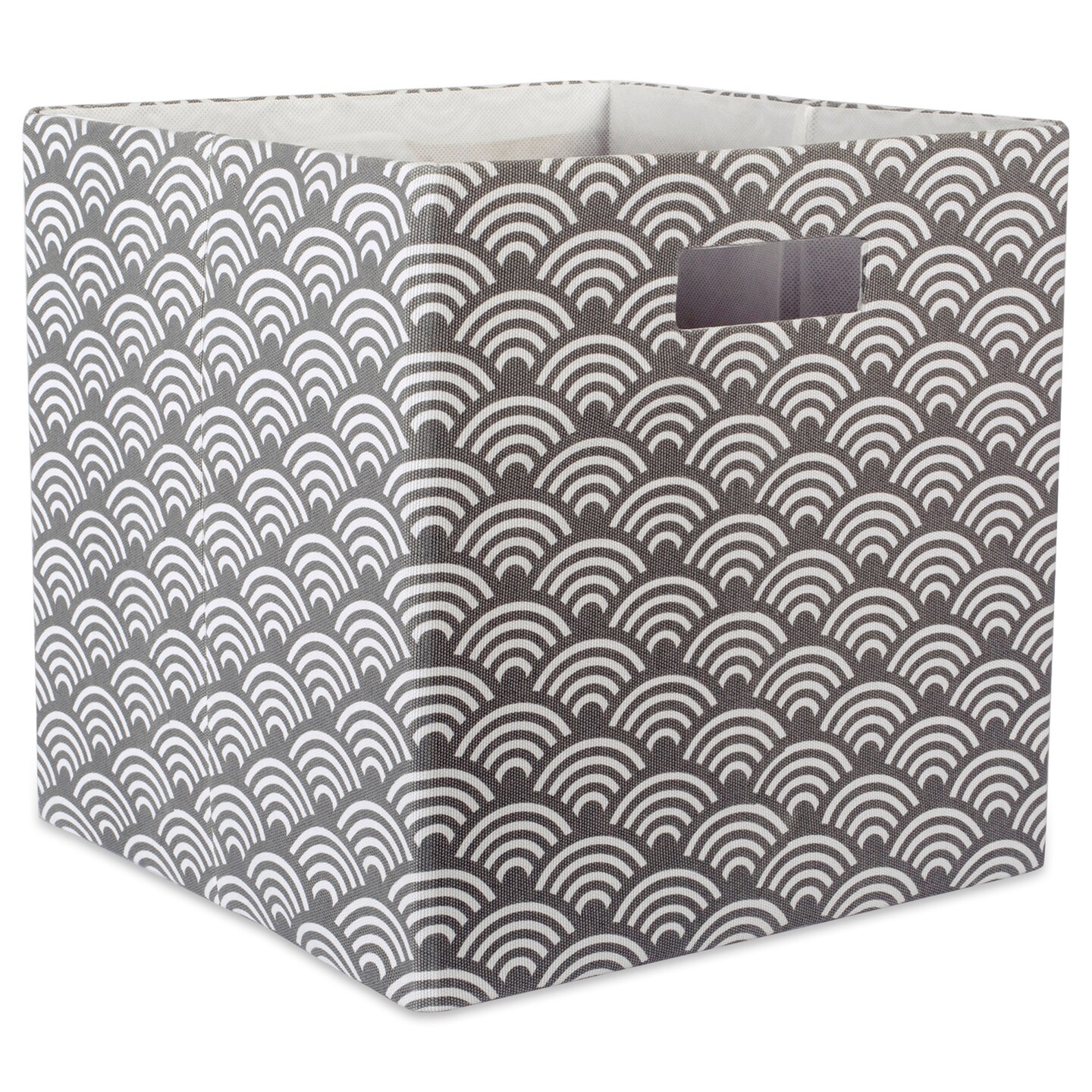 Contemporary Home Living Gray Polyester Cube Storage Bin with Waves ...