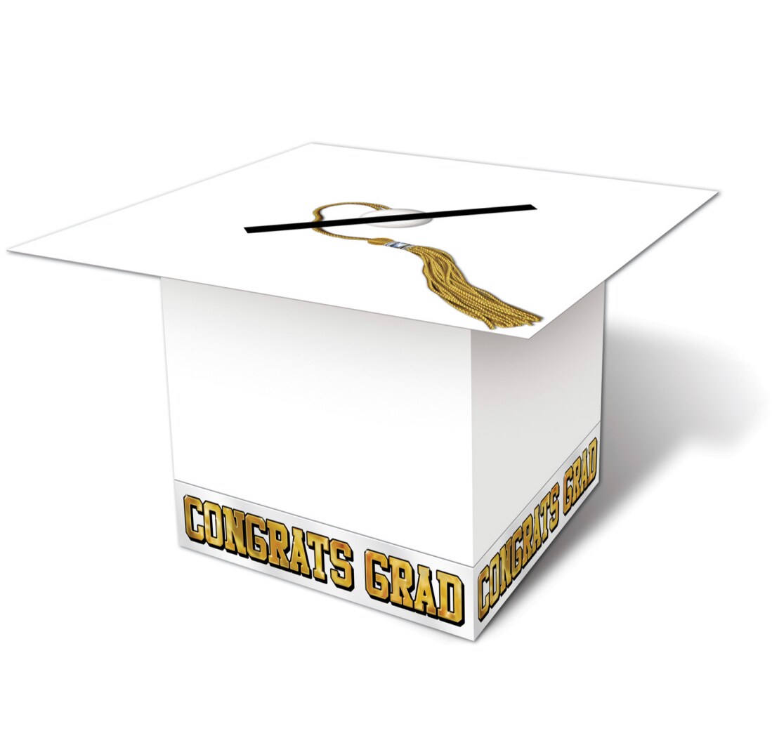 Beistle Pack of 6 White Graduation Cap “Congrats Grad" Party Gift Card ...