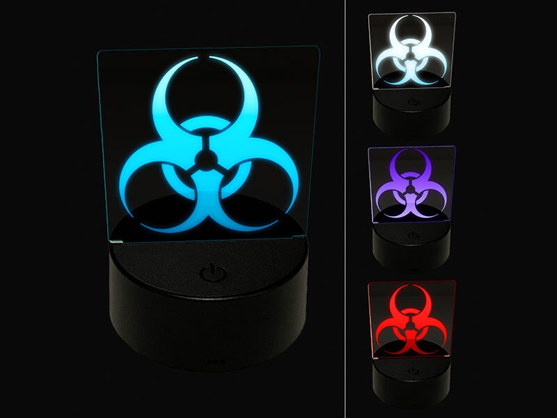 Biohazard Symbol 3D Illusion LED Night Light Sign Nightstand Desk Lamp ...
