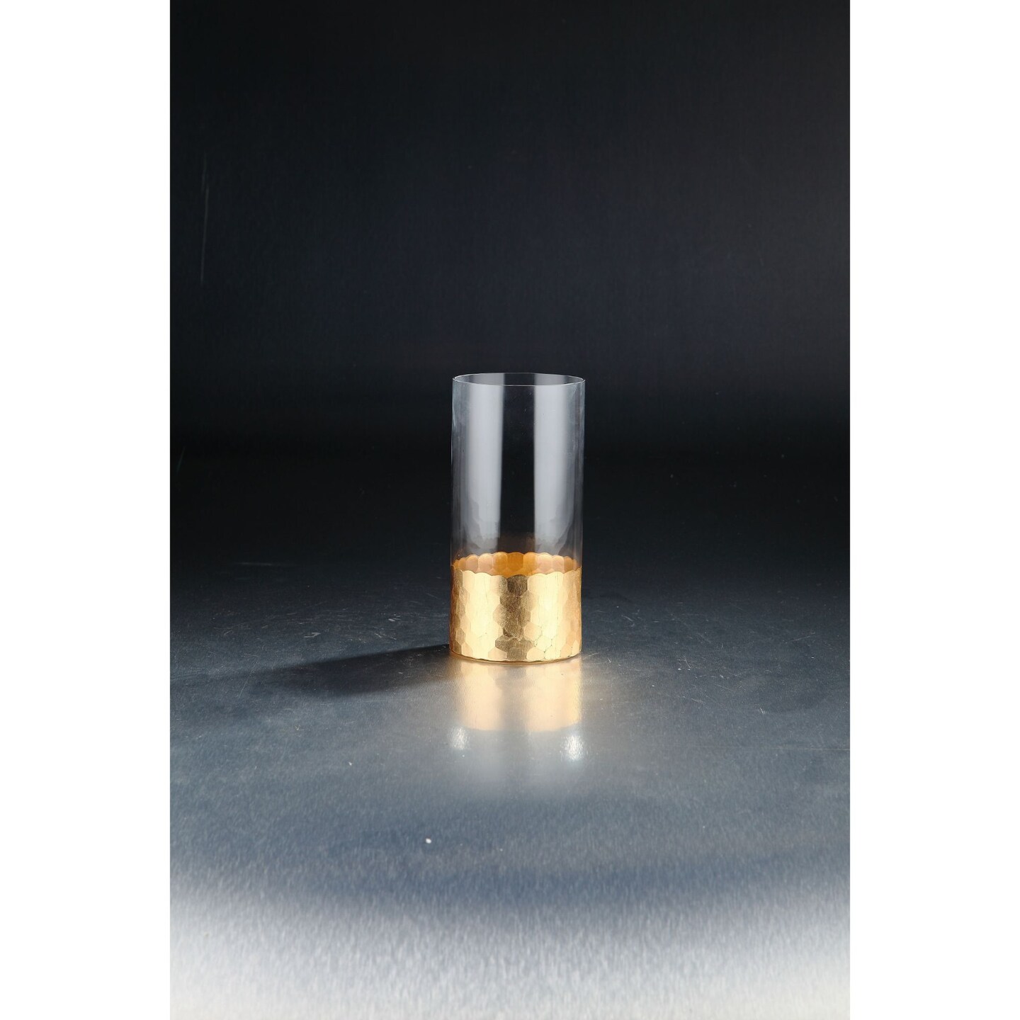 CC Home Furnishings 8" Clear and Gold Cylindrical Hand Blown Glass Vase | Michaels