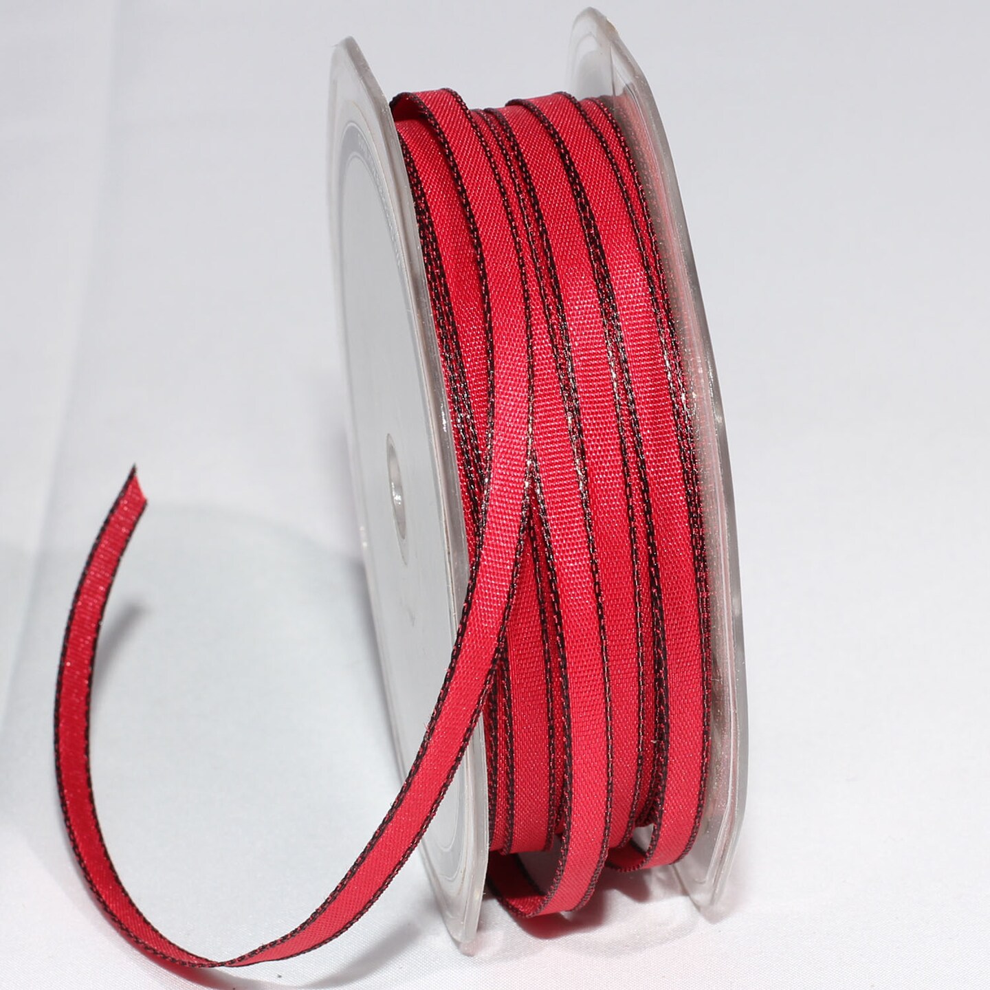 The Ribbon People Scarlet Red and Black Solid Narrow Edge Wired Craft ...